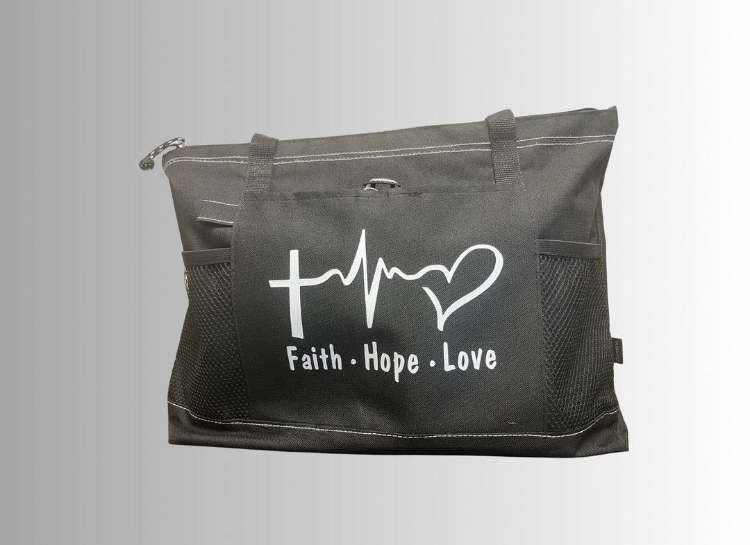 Zippered Tote Bag Faith Hope Love - Etsy