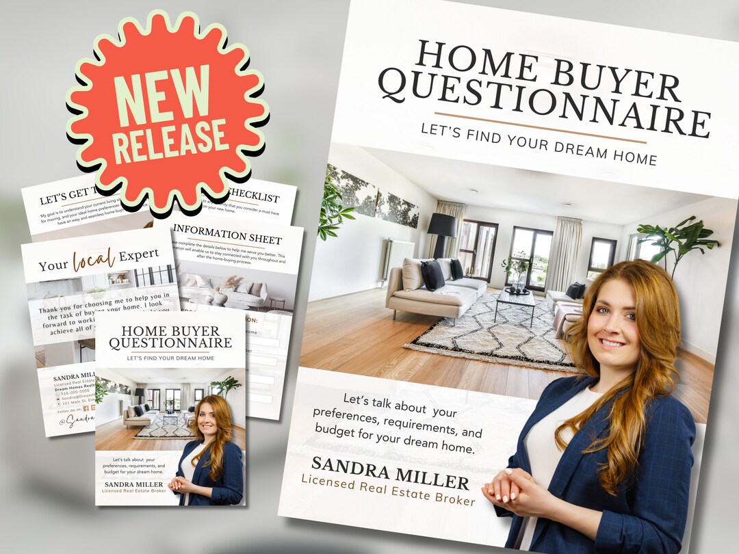 Home Buyer Questionnaire for Real Estate Agents: Canva Template (PDF ...