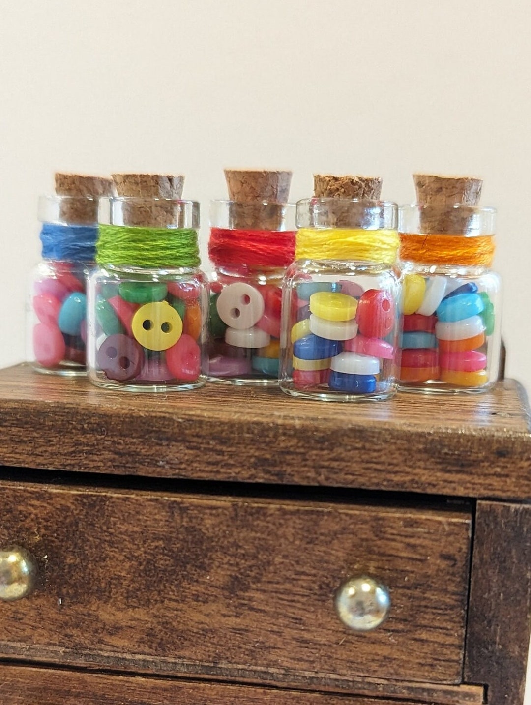Dollhouse Sewing Room Miniature Button Jars Glass Jar of Teeny Tiny ...