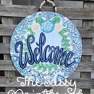 Chinoiserie Welcome Door Hanger - Etsy