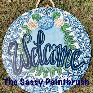 Chinoiserie Welcome Door Hanger - Etsy