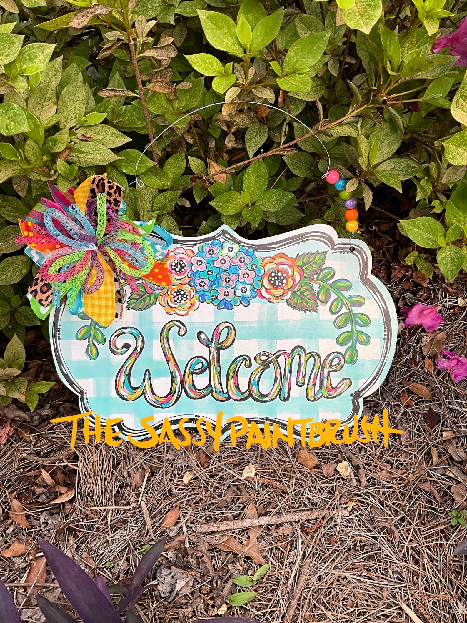 Funky Floral Welcome Door Hanger - Etsy