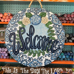 Chinoiserie Welcome Door Hanger - Etsy