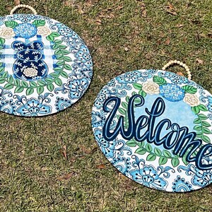 Chinoiserie Welcome Door Hanger - Etsy