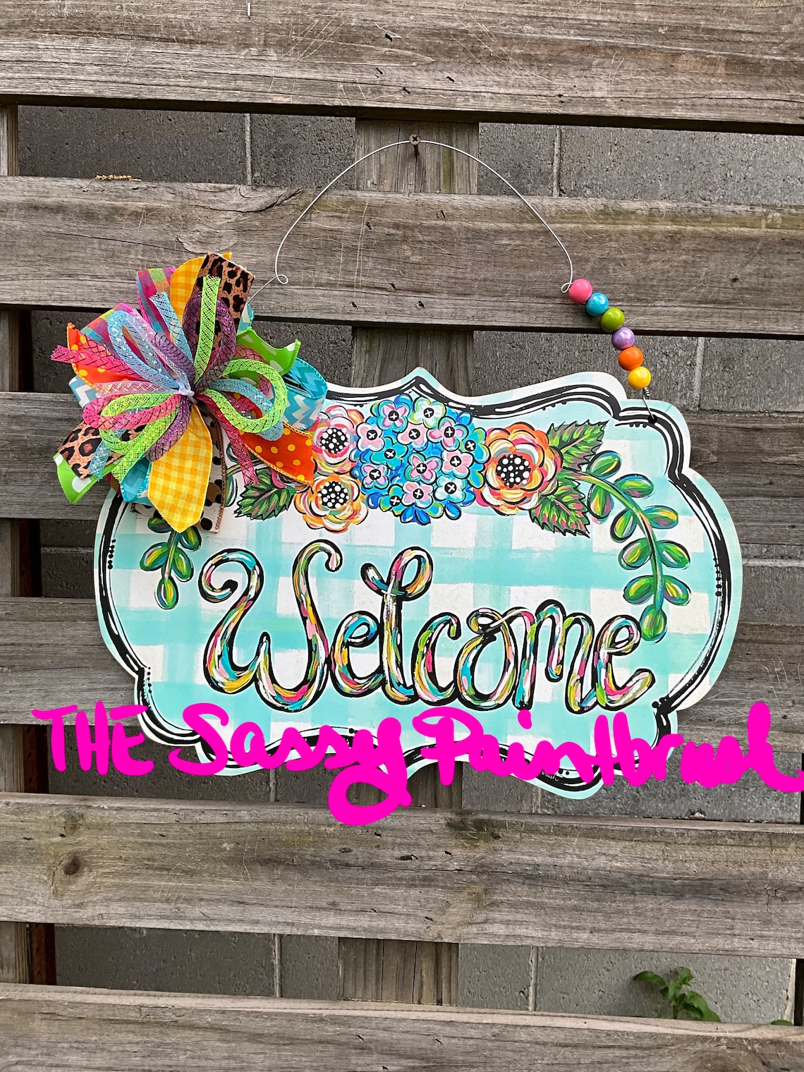 Funky Floral Welcome Door Hanger - Etsy