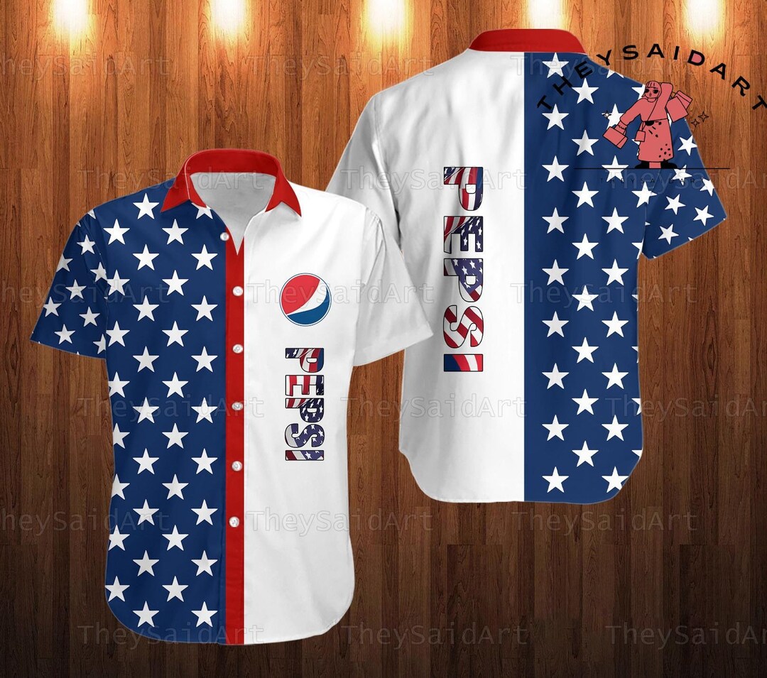 Pepsi Button Shirt, Pepsi 4th of July Hawaiian Shirt, Pepsi Summer ...
