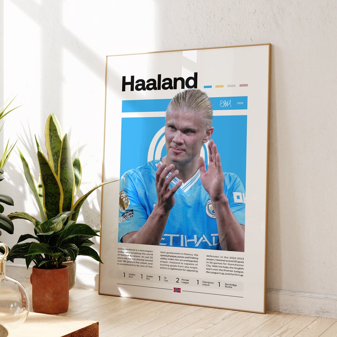 Erling Haaland Poster, Manchester City Poster, Soccer Gifts, Sports ...