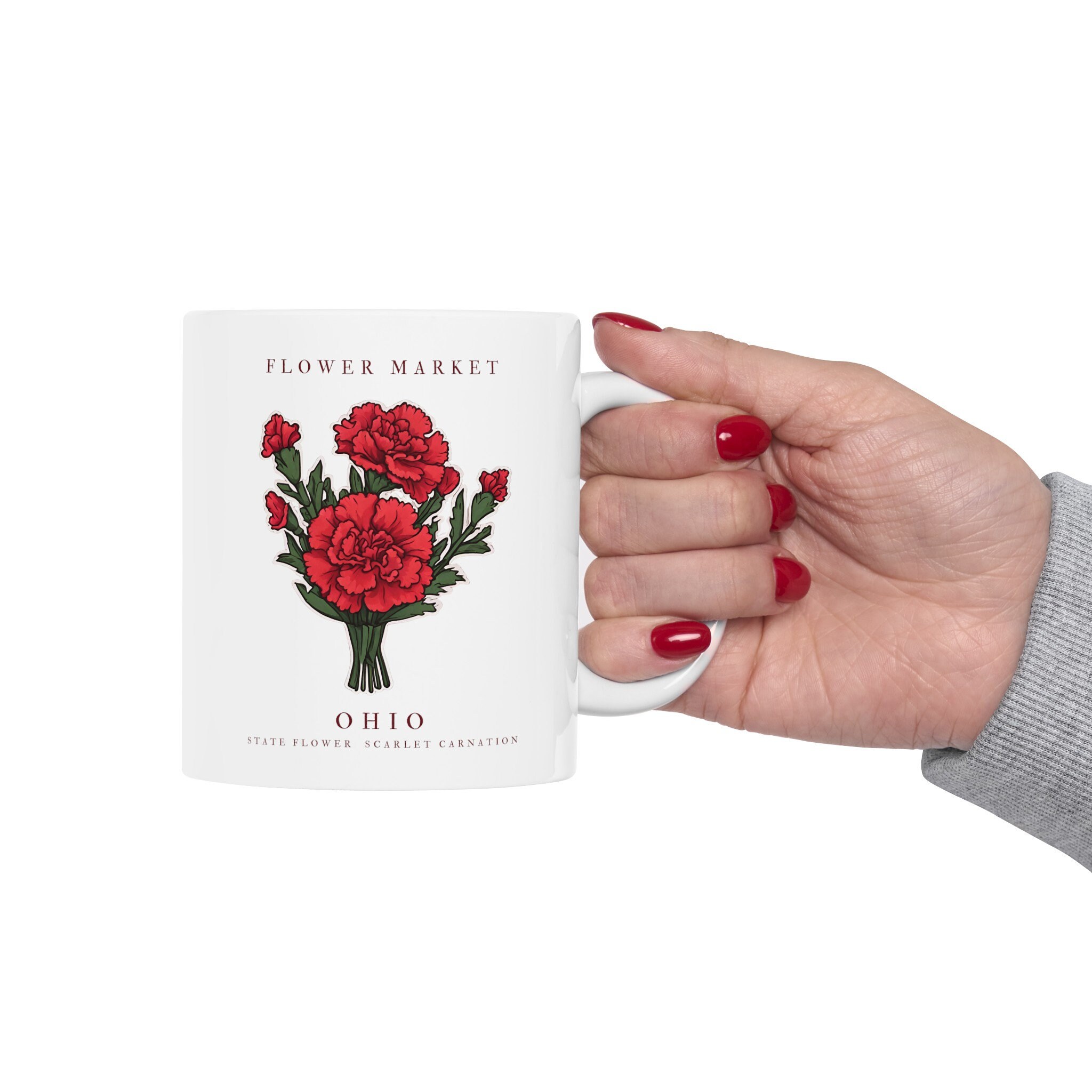 Ohio State Flower Mug, Cute Carnation Mug, State Flower Gift, Mug With ...