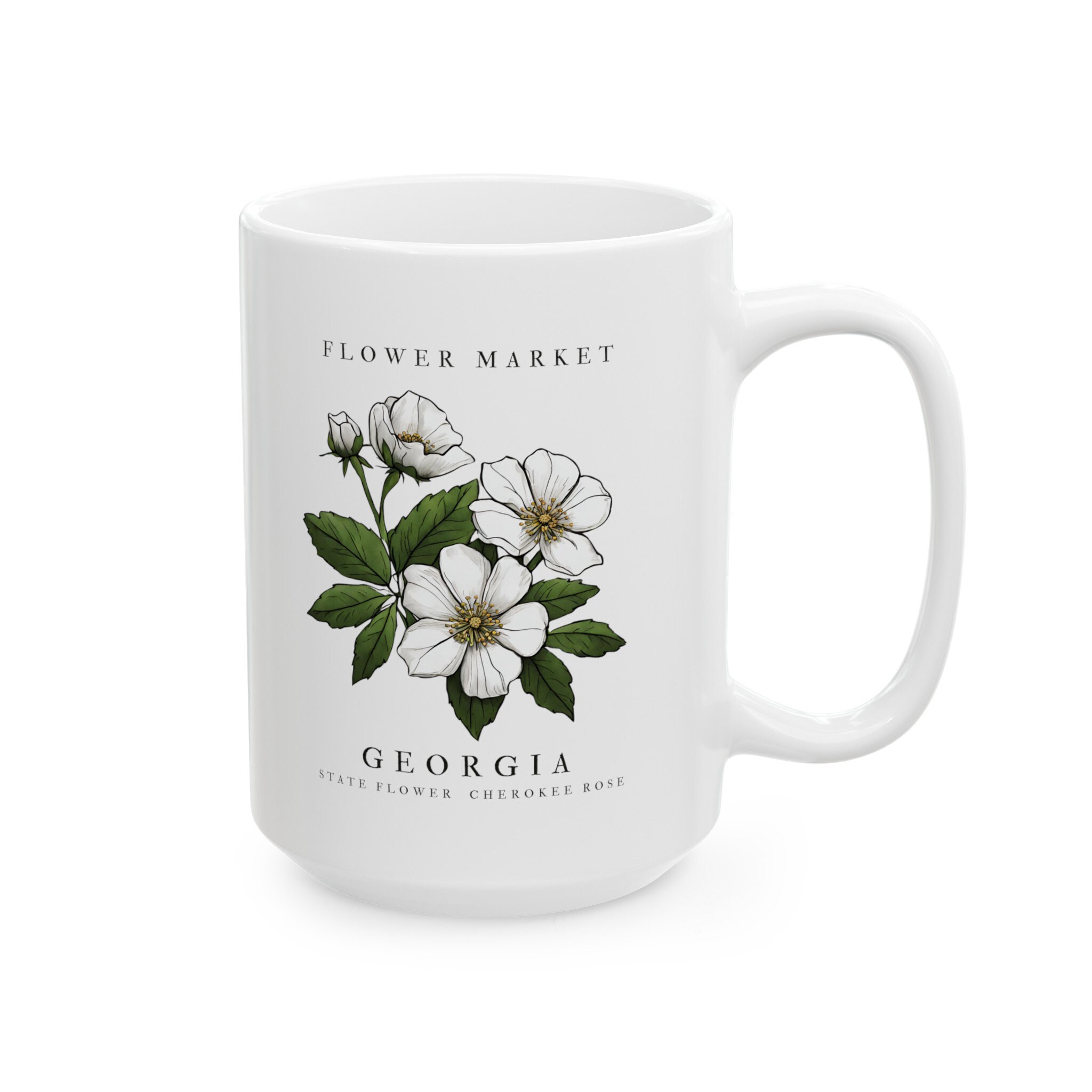Georgia State Flower Mug, Cute Cherokee Rose Mug, State Flower Gift ...