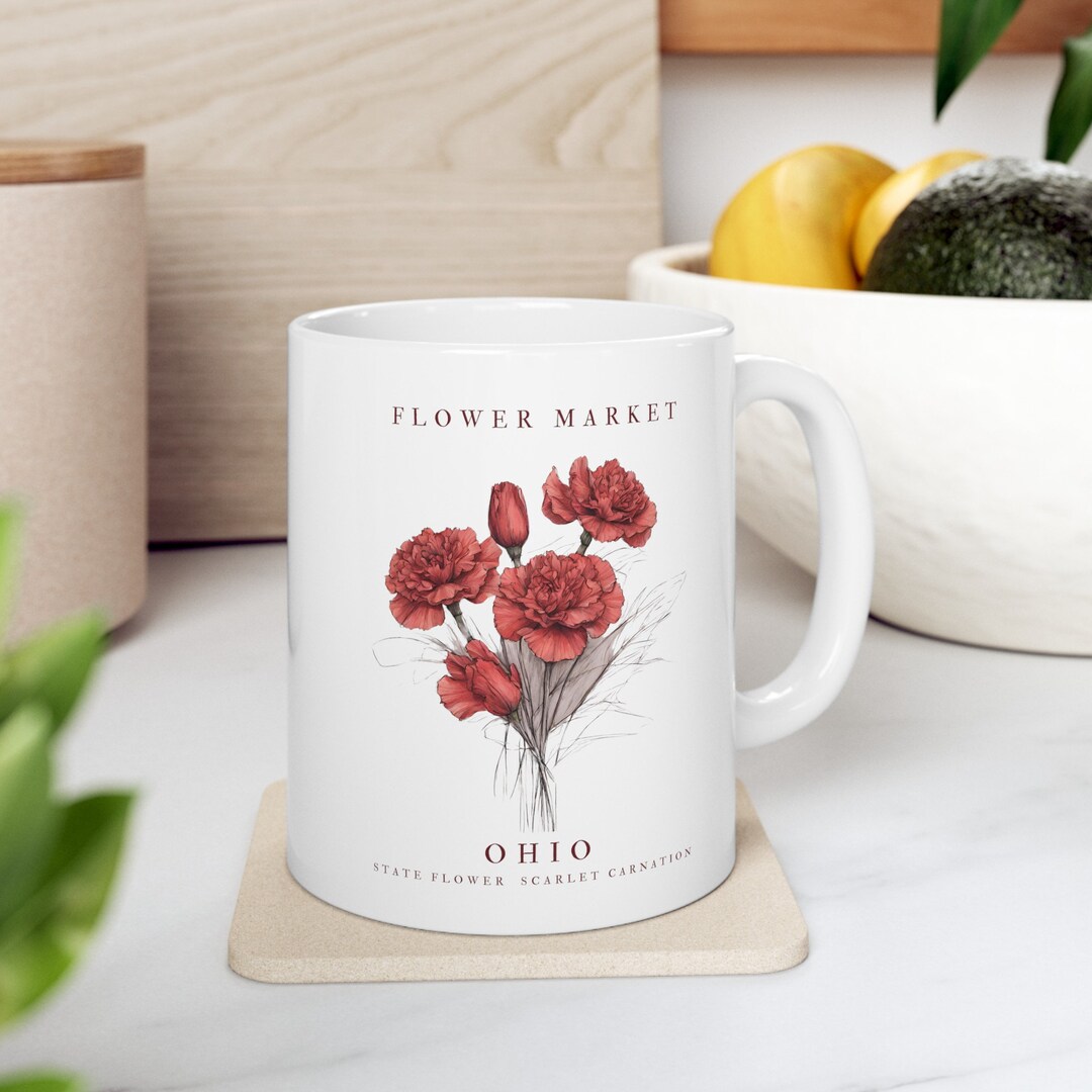 Ohio State Flower Mug, Cute Carnation Mug, State Flower Gift, Mug With ...