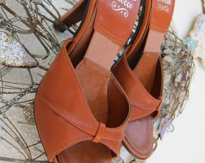 70s Vintage Leather Springolator Pinup Slides Shoes Mules ...