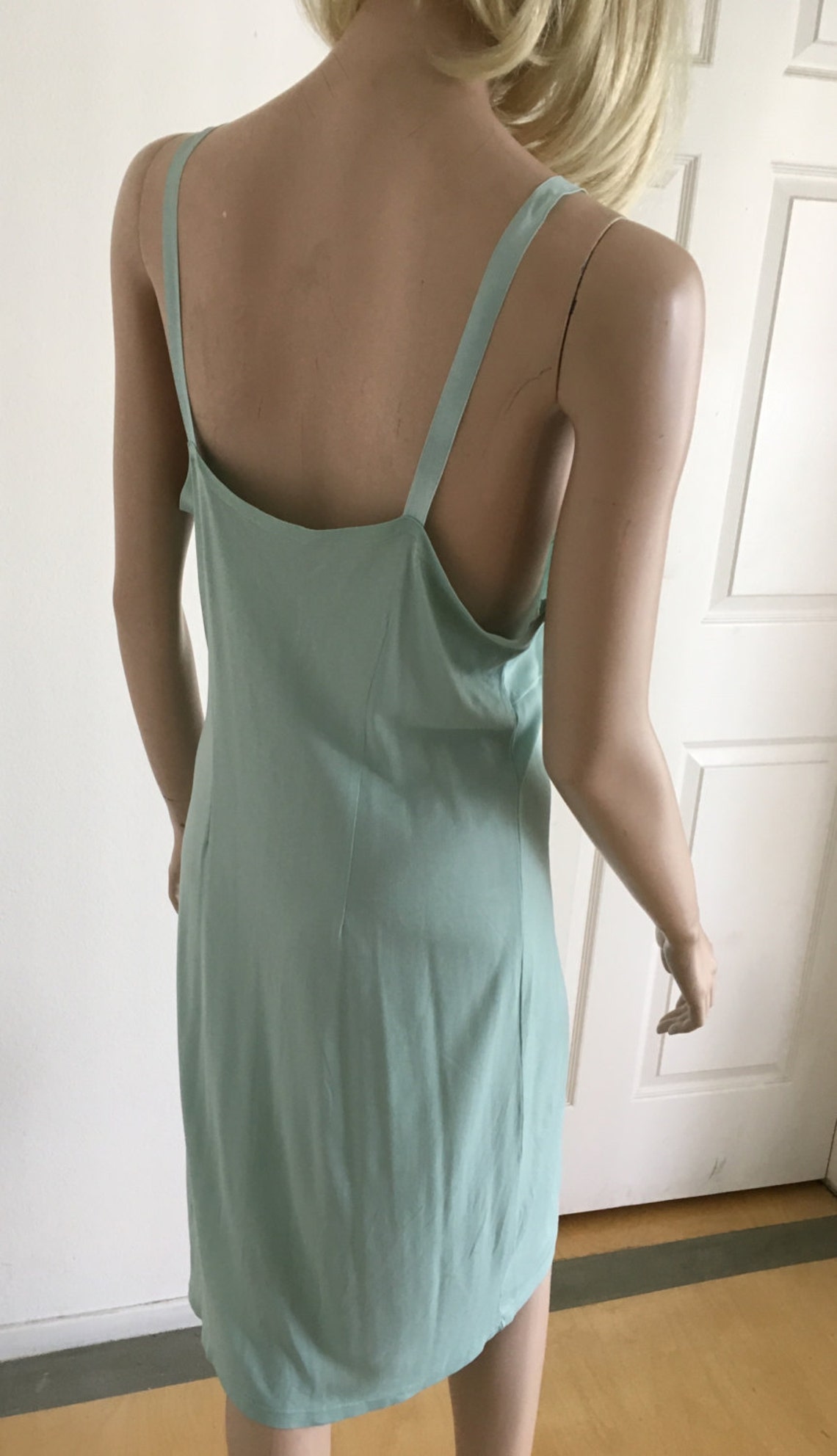 40s Vintage Slip Rayon Knit With Lace Trim Pastel Aqua Blue - Etsy