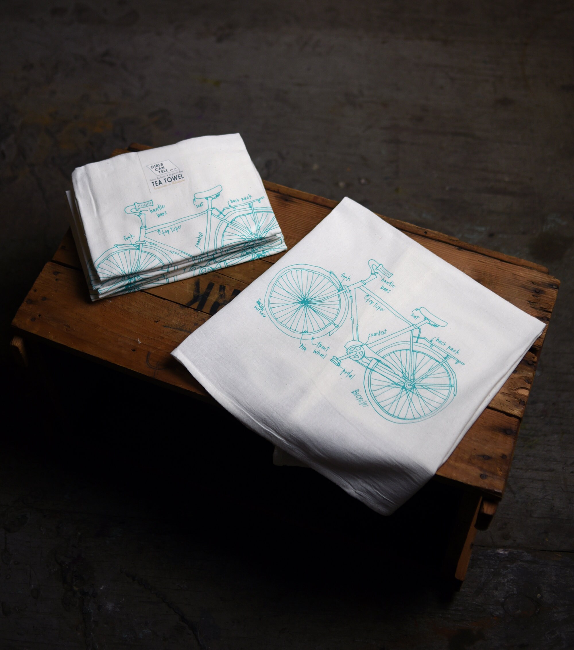 Bicycle Tea Towel Bike Diagram Tea Towel Kitchen Towel - Etsy Canada