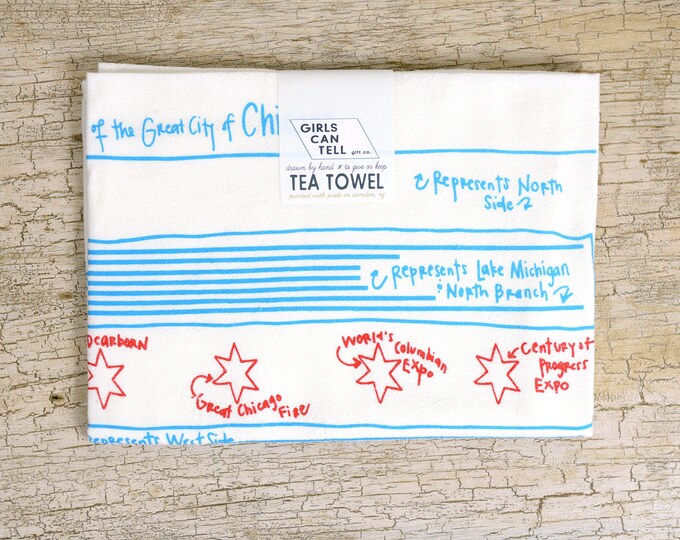 Chicago Flag Tea Towel, Flag of Chicago Towel, Kitchen Towel, Chicago ...