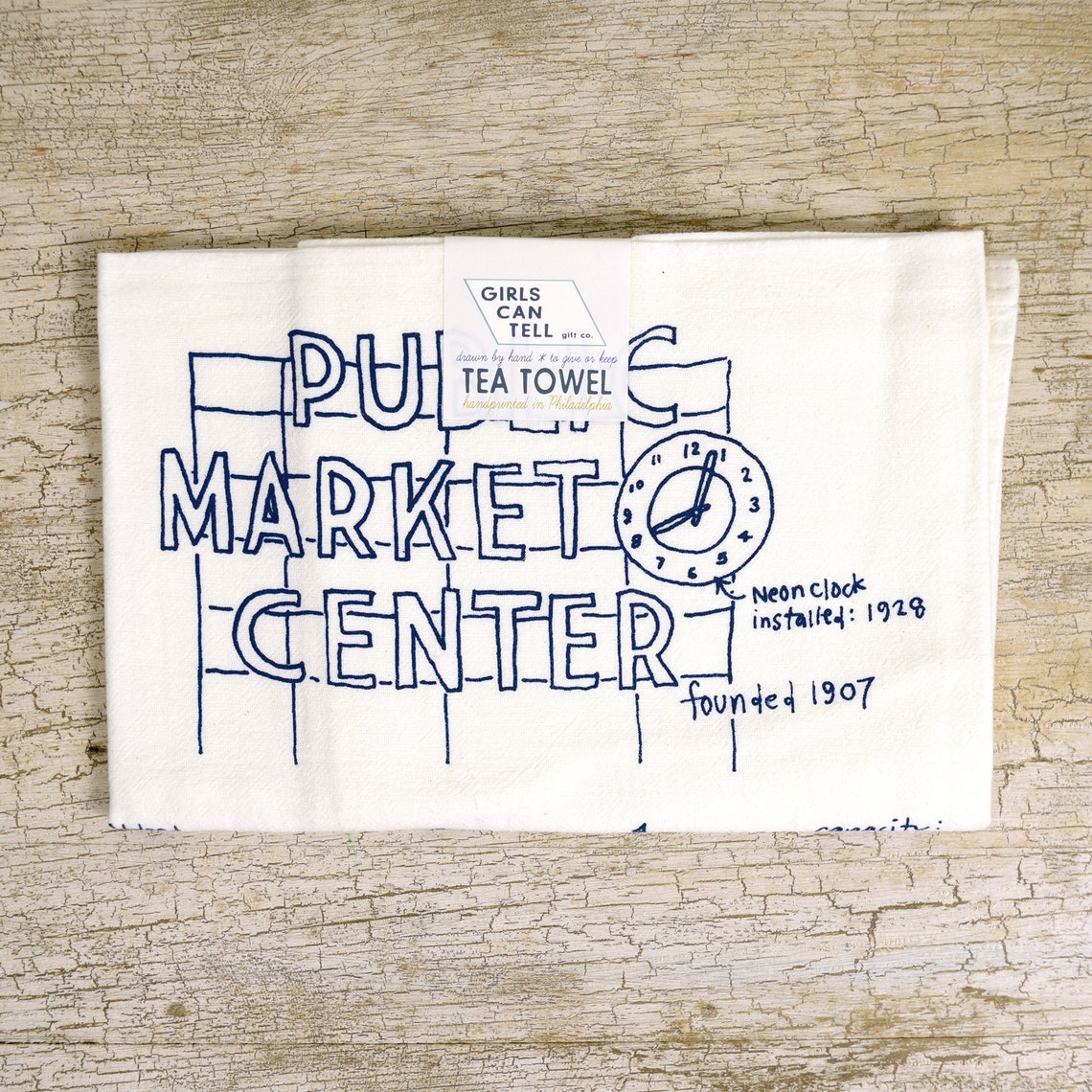 Seattle Tea Towel Kitchen Towel Seattle Public Market - Etsy