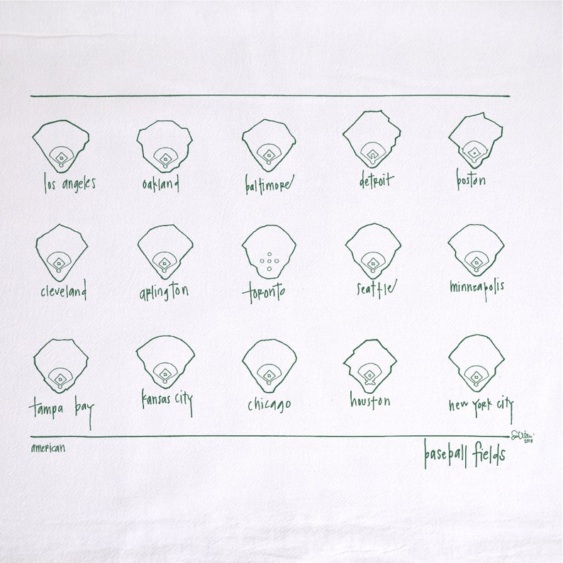 Baseball Fields american League Tea Towel Kitchen Towel - Etsy