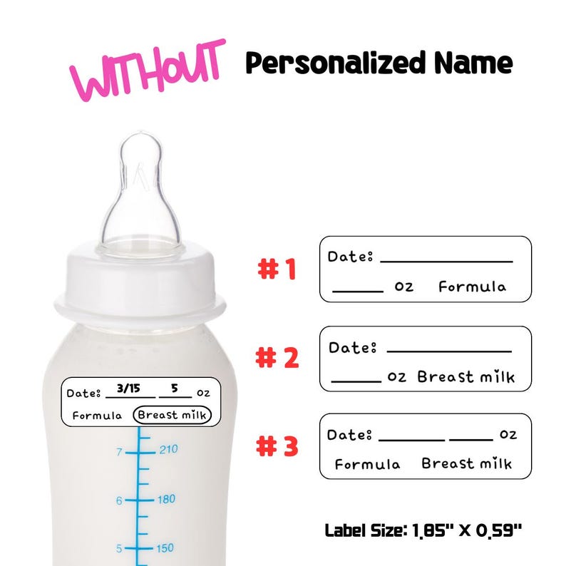 100 Baby Bottle Labels for Daycare - Personalized Breast Milk Daily ...