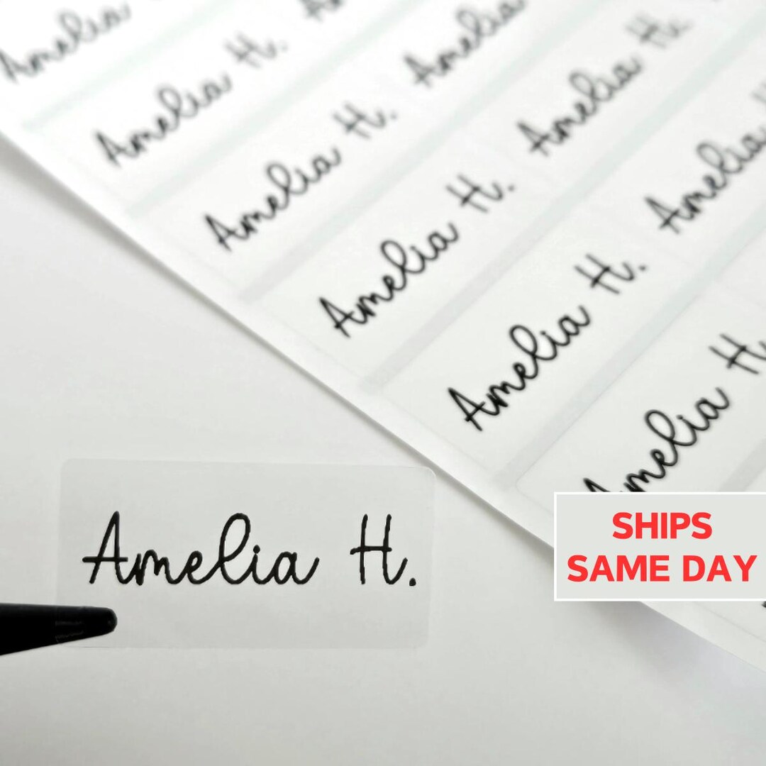 30 Clear Name Labels, Waterproof Dishwasher Safe Personalized ...