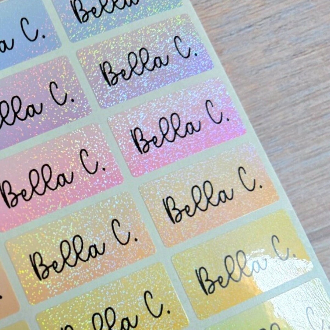 48 Glitter Name Labels L Waterproof Daycare Labels L Glitter Name Label ...