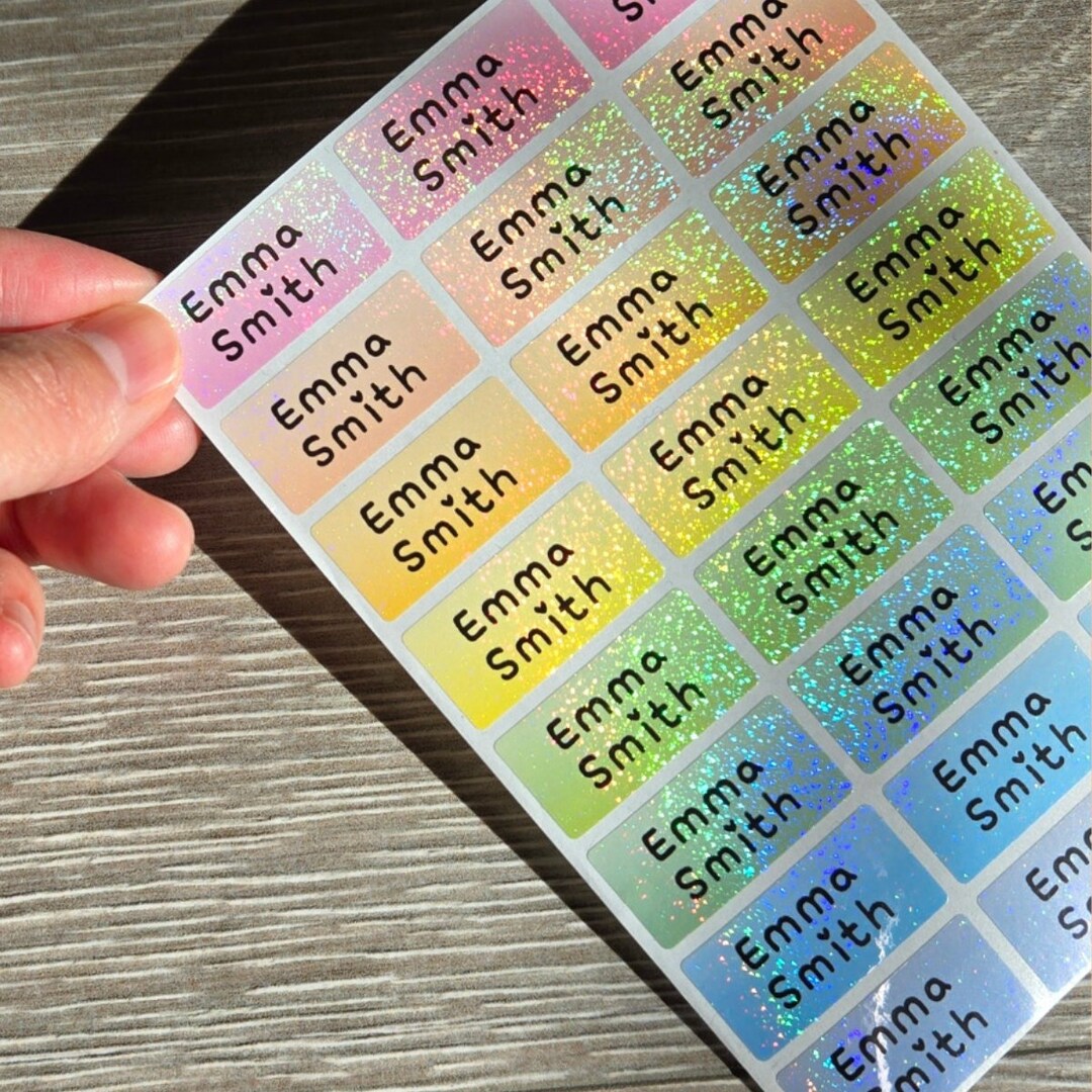 Glitter Rainbow Waterproof Name Labels L Waterproof Name Labels L ...