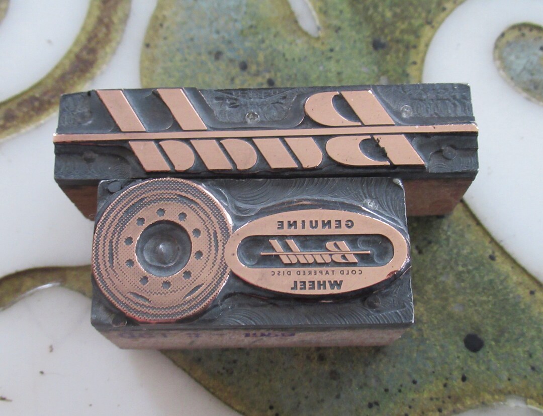 Two Budd Company Letterpress Printing Blocks Vintage Wheel - Etsy