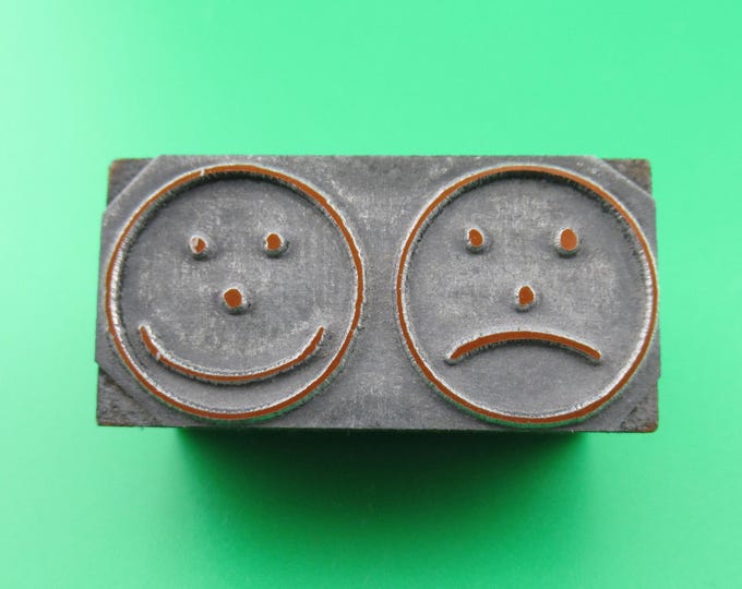 Happy Sad Face Smile Frown Vintage Letterpress Printing Block - Etsy