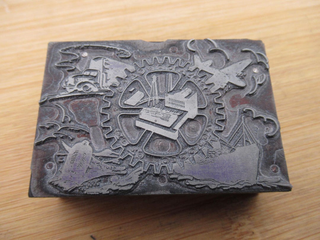 Transportation Airplane Ship Train Truck Antique Letterpress Printing ...