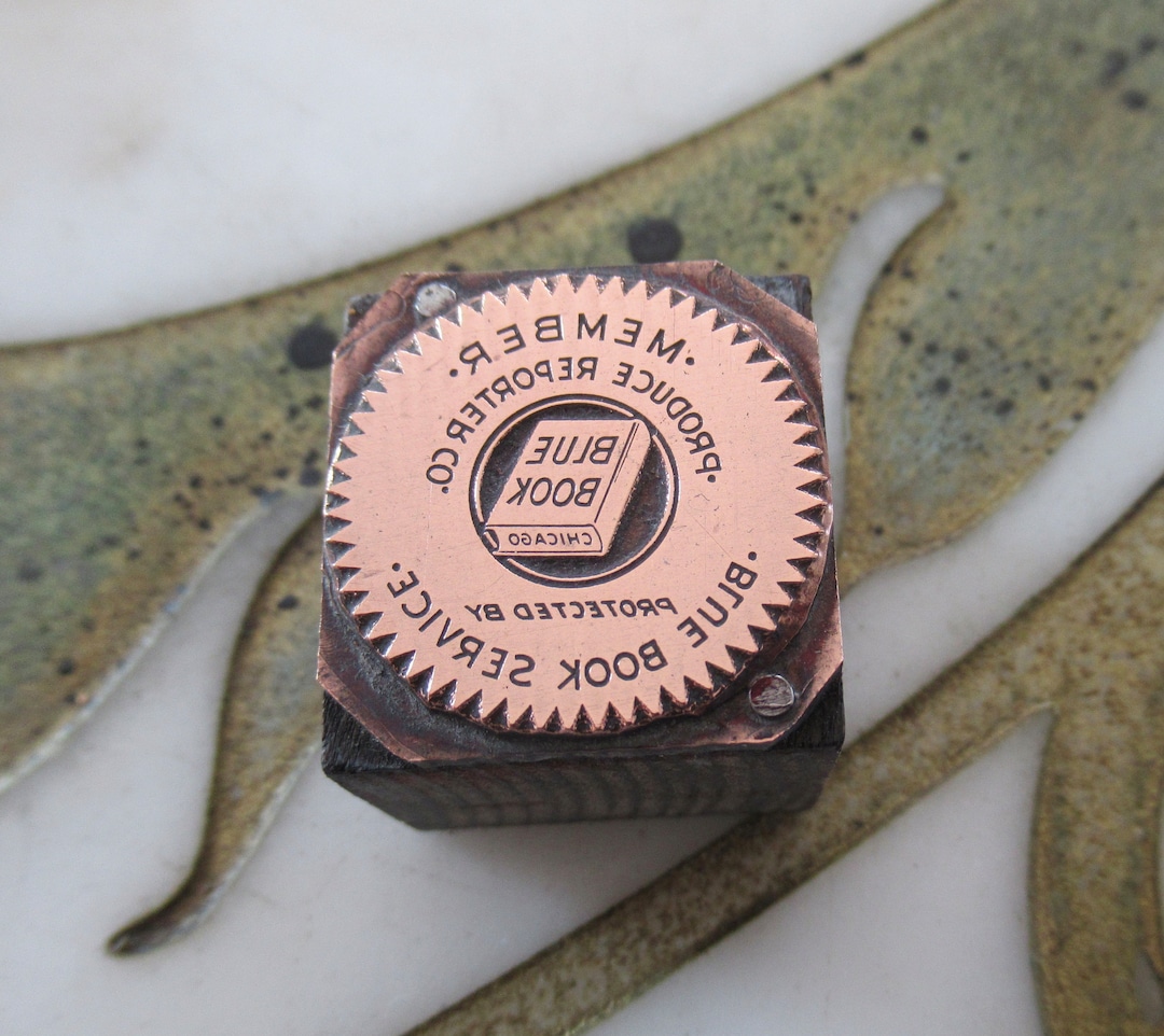 Vintage Letterpress Printing Block Produce Reporter Co. Blue Book ...