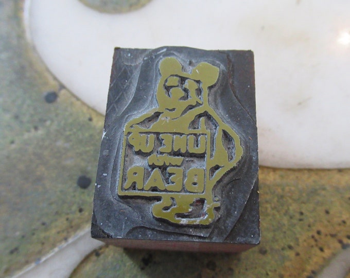 Line up With Bear Wheel Alignment Logo Antique Letterpress Printing ...