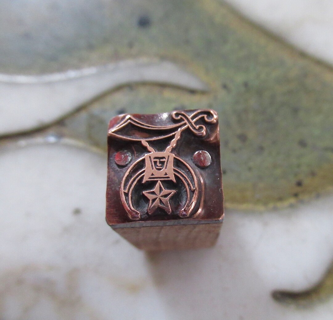 Masonic Shriner Scimitar and Crescent Emblem Letterpress Printing Block ...