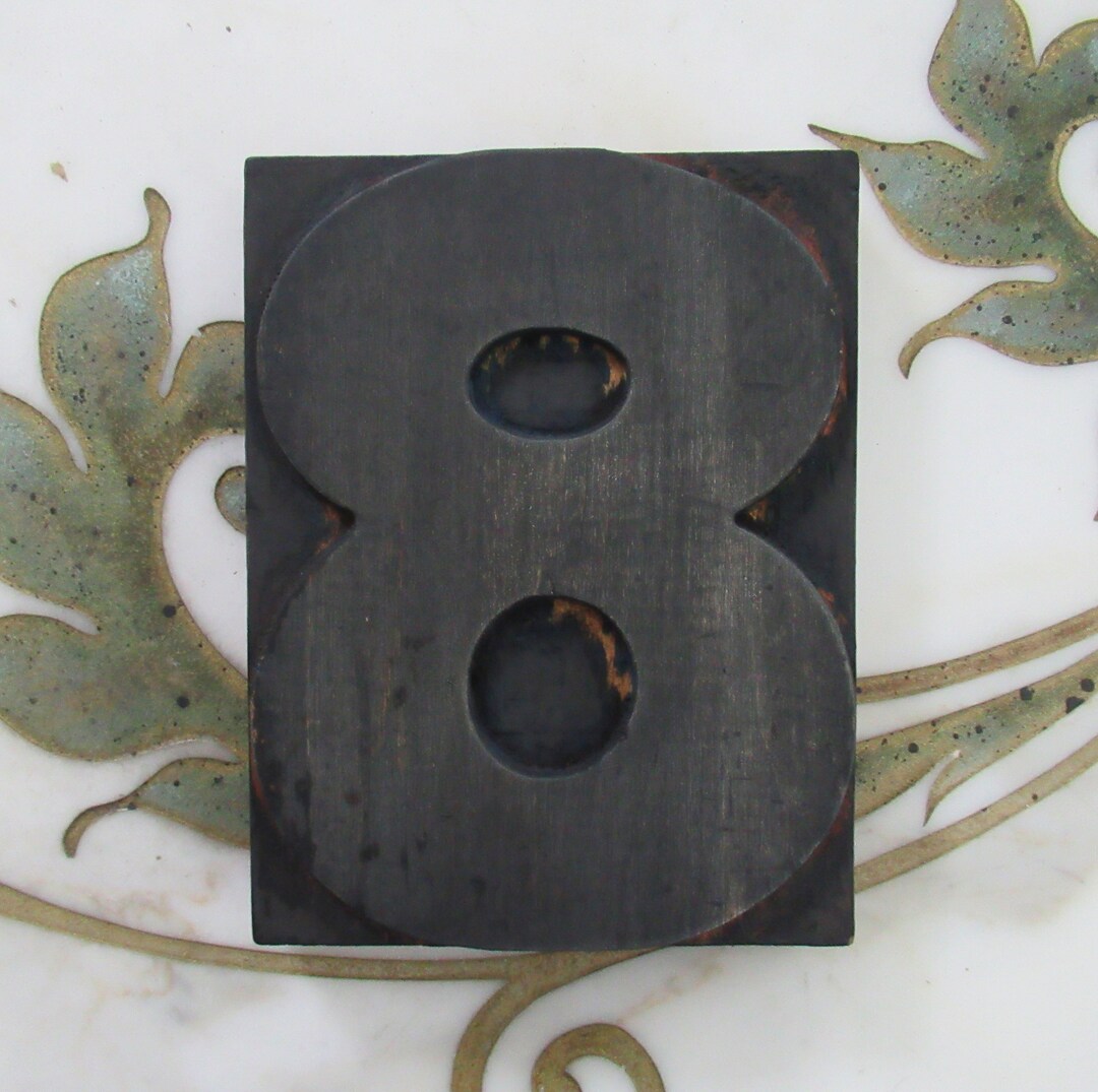Large Number 8 Eight Antique Letterpress Wood Type Printing Block - Etsy