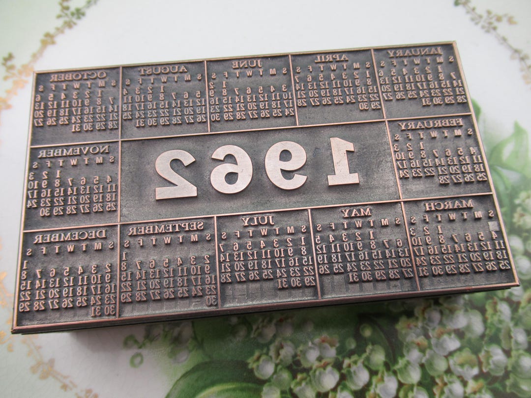 1962 Calendar Letterpress Printing Block Vintage - Etsy UK