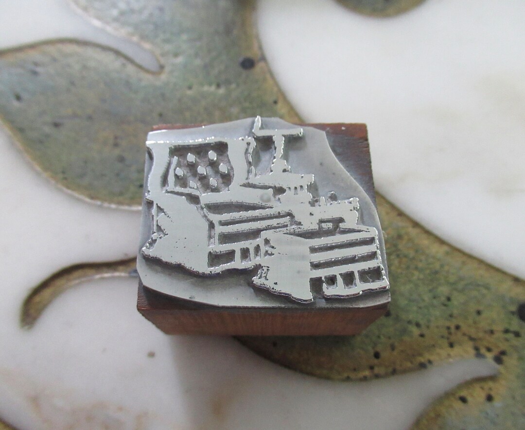 Chair Hassock and Table With Lamp Vintage Letterpress Printing Block - Etsy