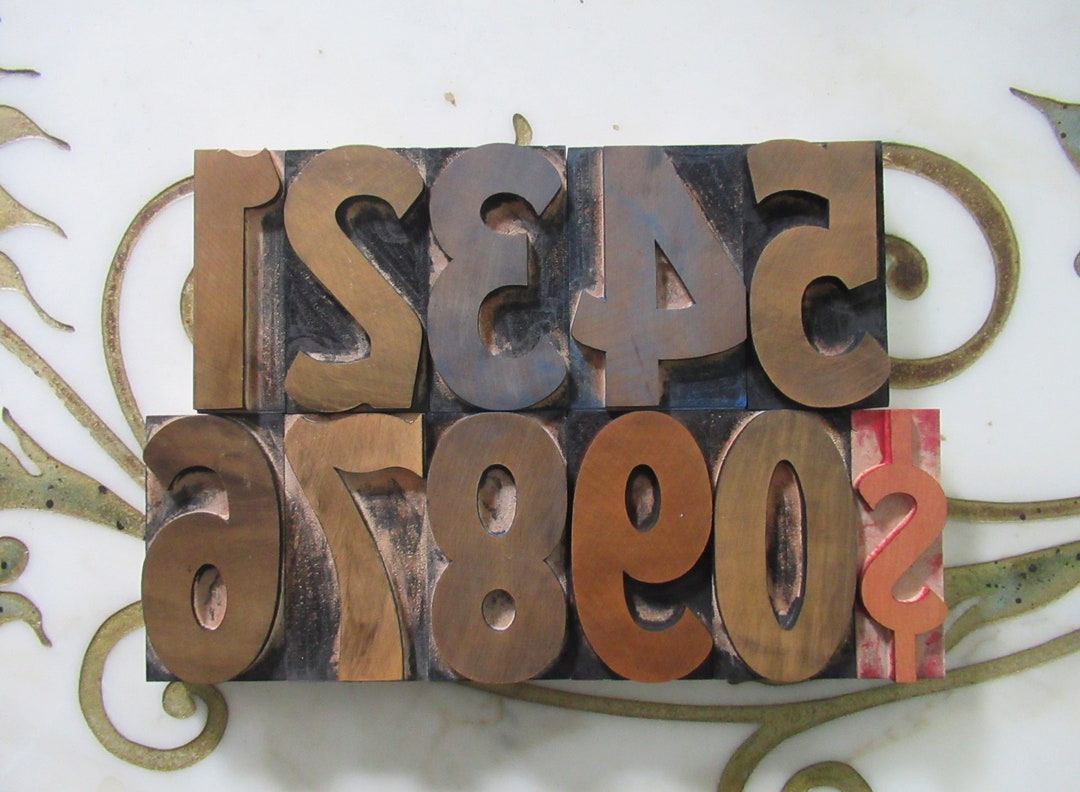 Antique Letterpress Wood Type Printing Block Number Set 1 Through 0 ...
