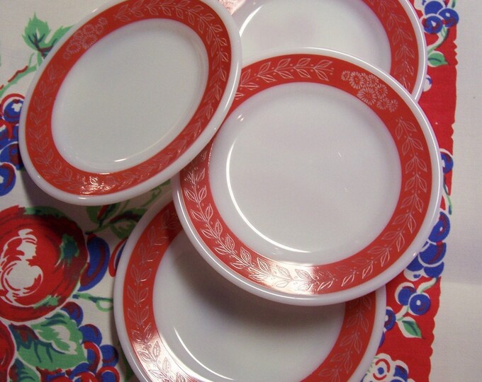 Pyrex Corning Autumn Band Red Leaf 4 Side or Dessert Plates - Etsy