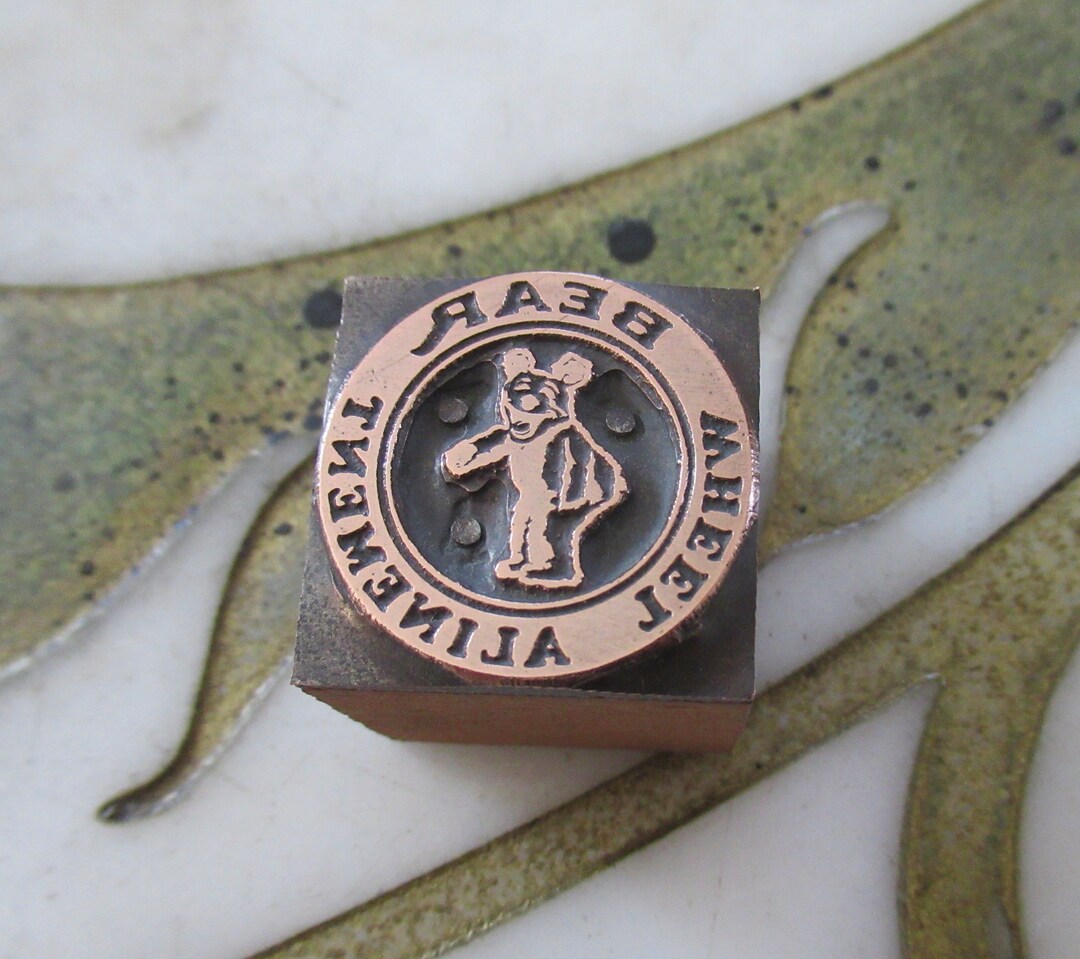 Bear Wheel Alignment Logo Antique Letterpress Printing Block Automobile ...