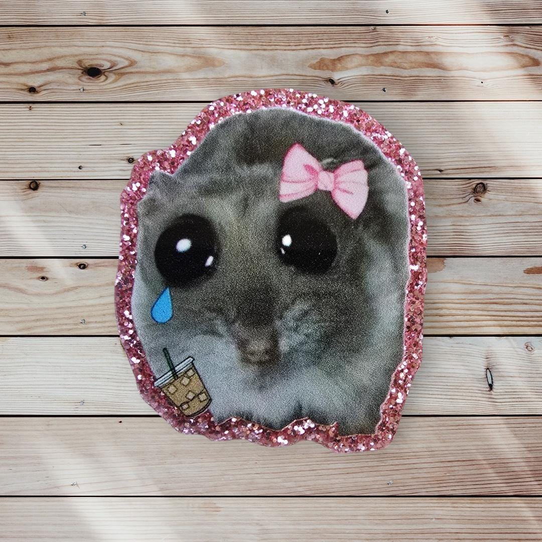 Crying Hamster WITH Iced Coffee Funny Retractable Badge Reel Work ID - Etsy