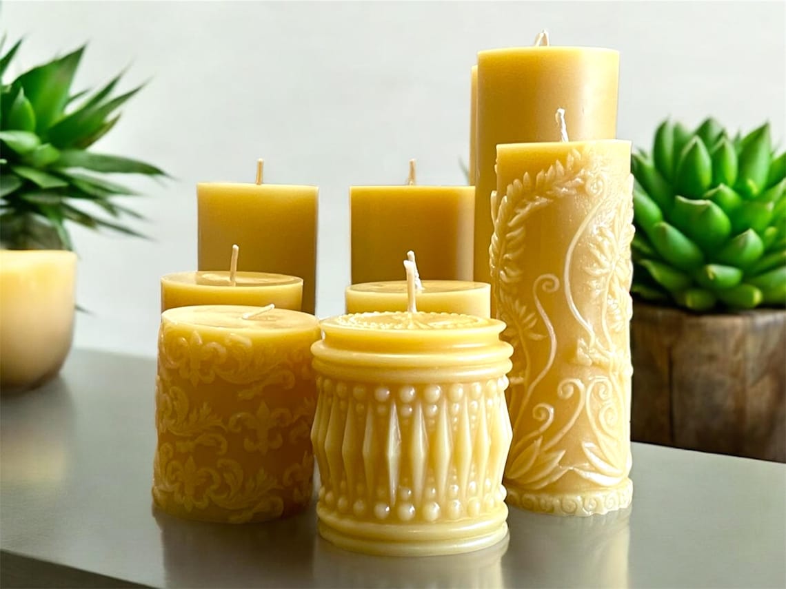 BEESWAX PILLAR CANDLES. 100% Pure Australian Hand Poured Beeswax ...