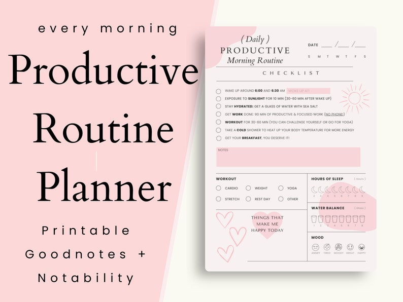Productive Daily Morning Routine Planner - Etsy
