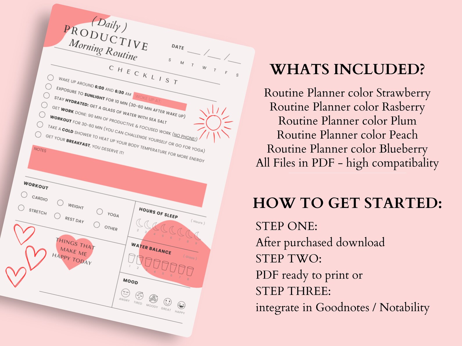 Productive Daily Morning Routine Planner - Etsy