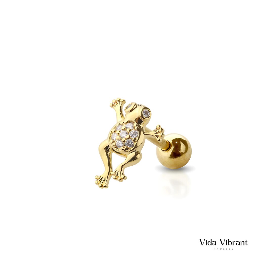 Golden Tree Frog Cartilage Earring. 316L Surgical Steel. Nature ...