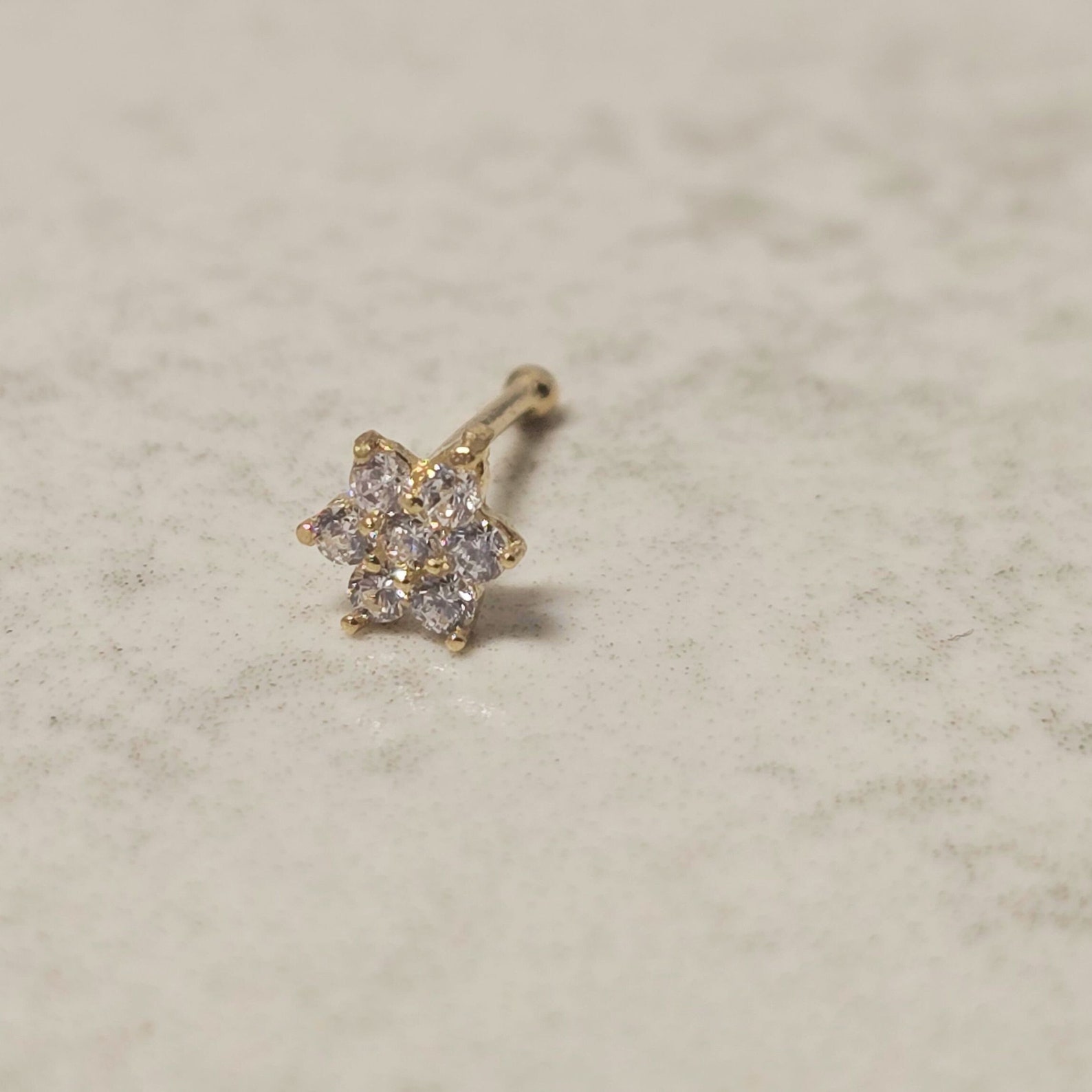14k Gold Flower Nose Pin. Nose Bone. Nose Stud . Gift. Women. Jewelry ...