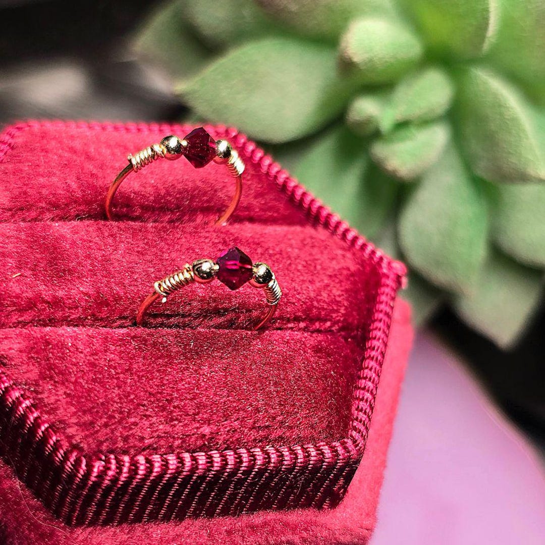 Crimson Bite Ruby Nose Ring. Swarovski Crystal. 925 Silver. 18K Gold ...