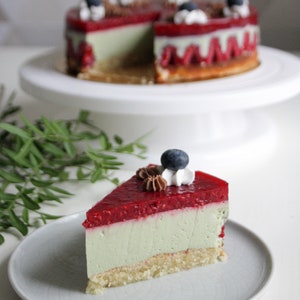 Vegan Tofu No Bake Cheesecake With Raspberries and Matcha Plant Based ...