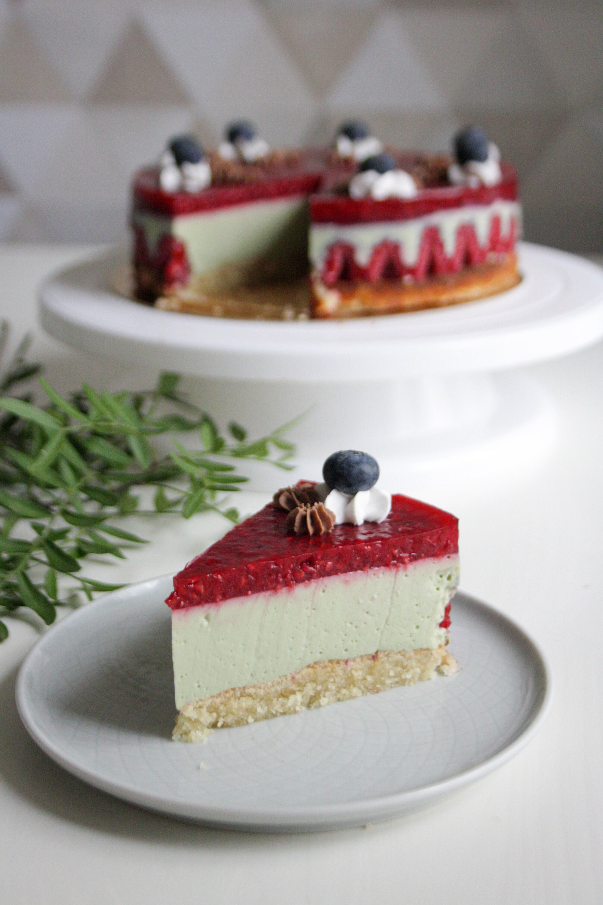 Vegan Tofu No Bake Cheesecake With Raspberries and Matcha Plant Based ...