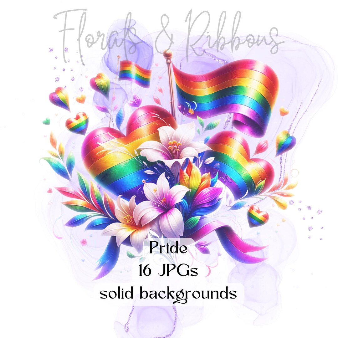 Pride - Florals & Ribbons | Rainbow Clipart, LGBTQ Digital Download ...