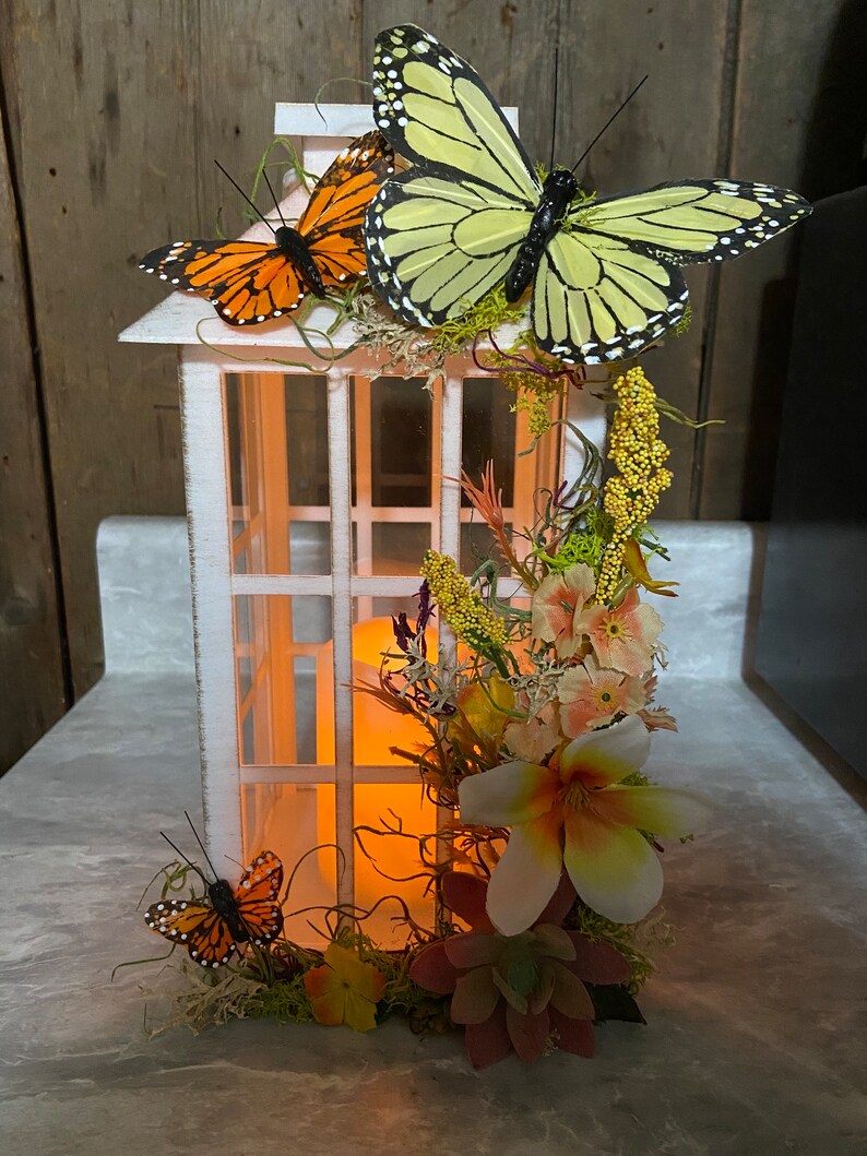Solar Lantern W/ Butterfly, Moss Decor, Spring/summer Lantern, Gifts ...