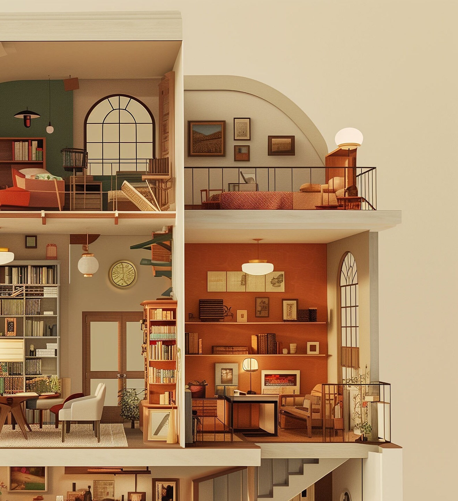 MID-CENTURY Interior and Architecture_ Set01_printable Paper Doll House ...