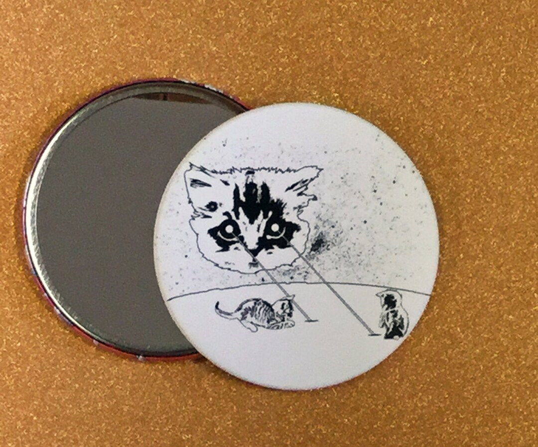 3.5 Inch Round Mirror Laser Cat, Space Cat, Laser Beam Space Cat, Cat ...