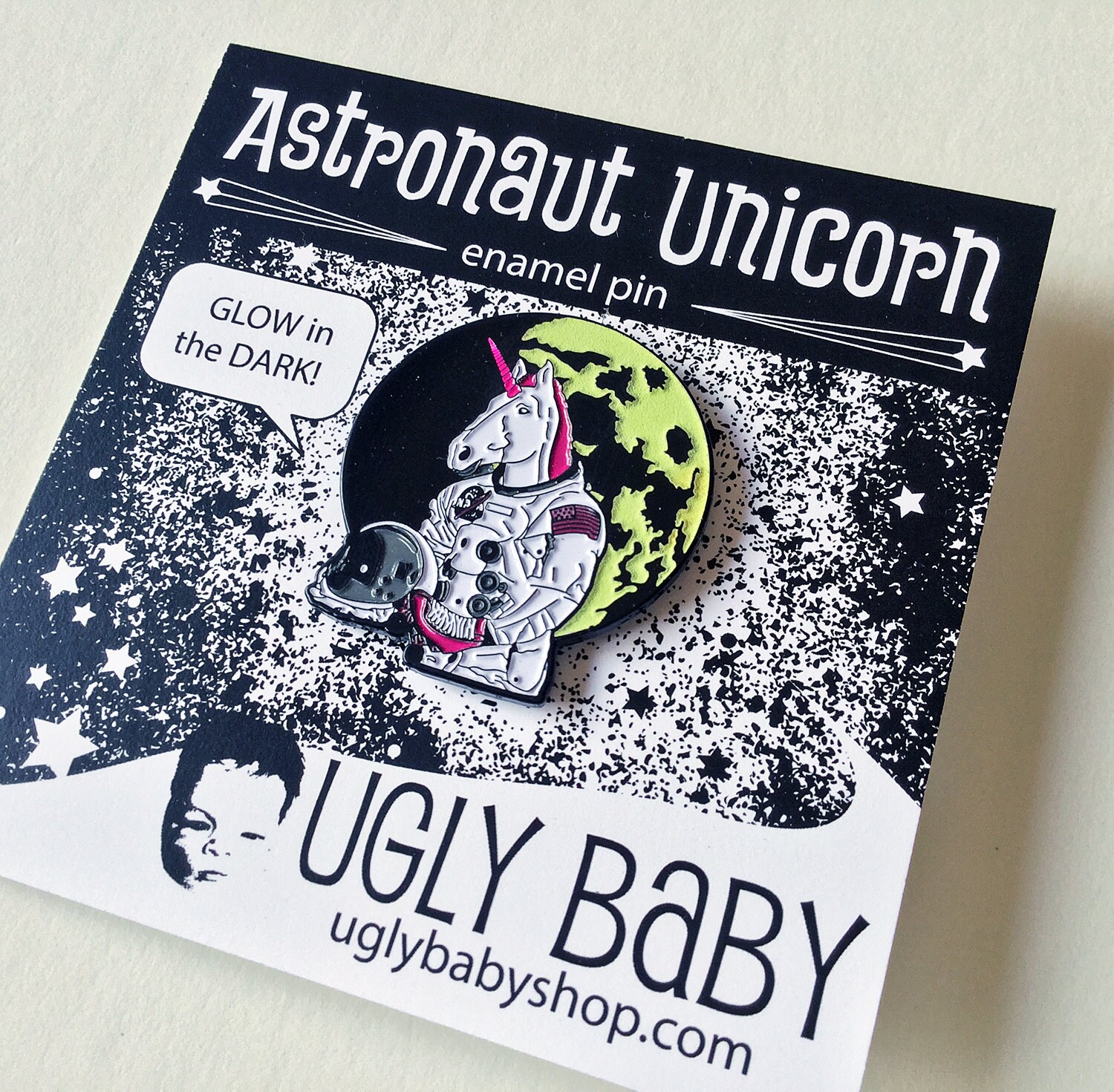 Enamel Pin glow in the Dark Astronaut Unicorn on Roller - Etsy